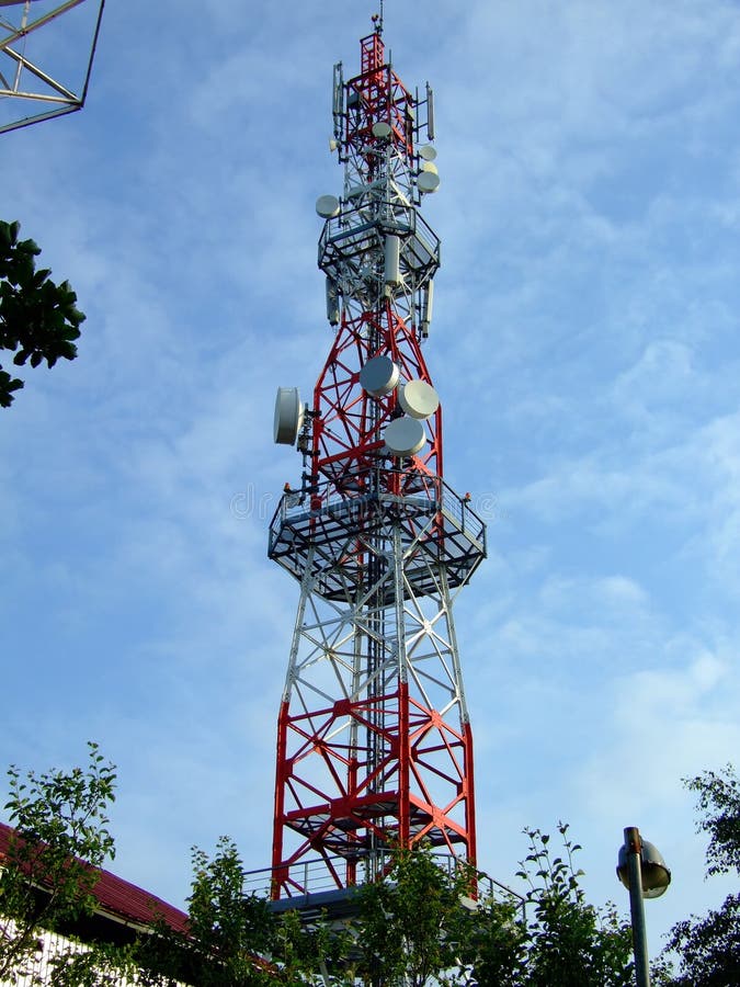 Radio Tower with Devices for Internet and Mobile Communication Stock ...