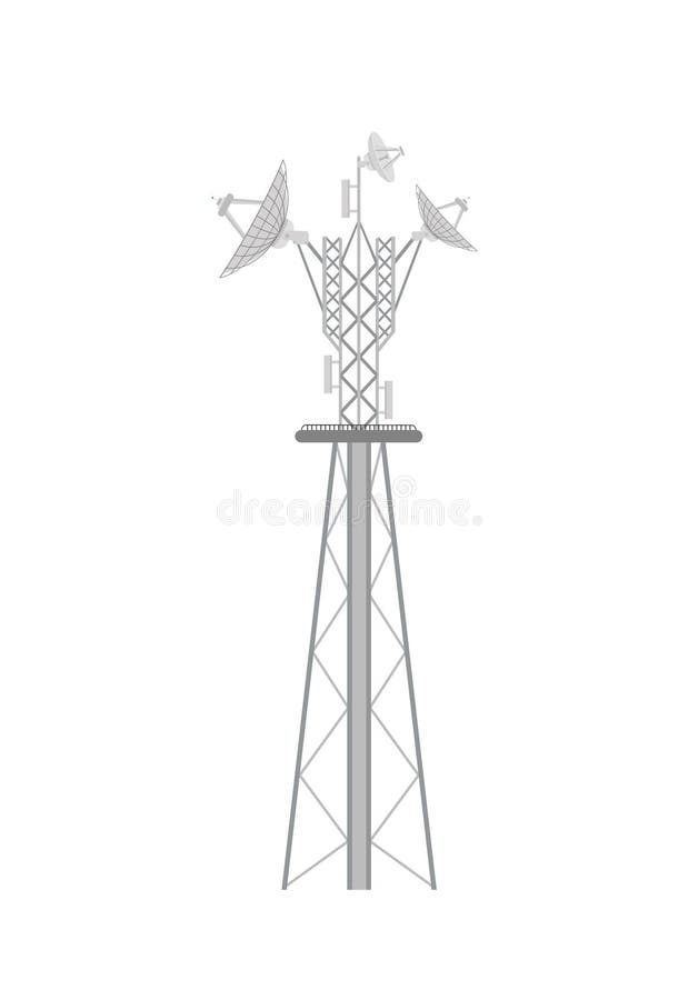 Radio Tower Icon in Cartoon Style on a White Background Stock Vector ...