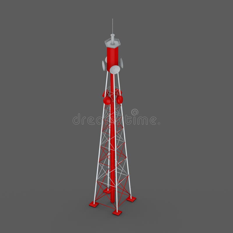 Radio Tower. Isolated on White Background. Cartoon Style. Stock ...