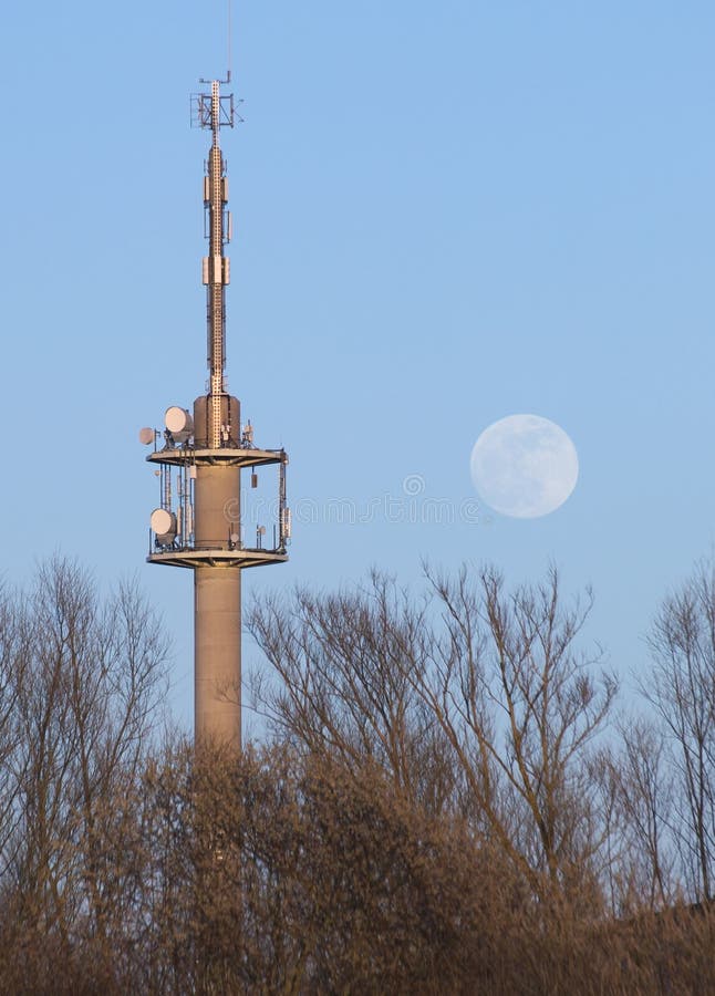 Radio Tower with Moon stock image. Image of created, brown - 53768701