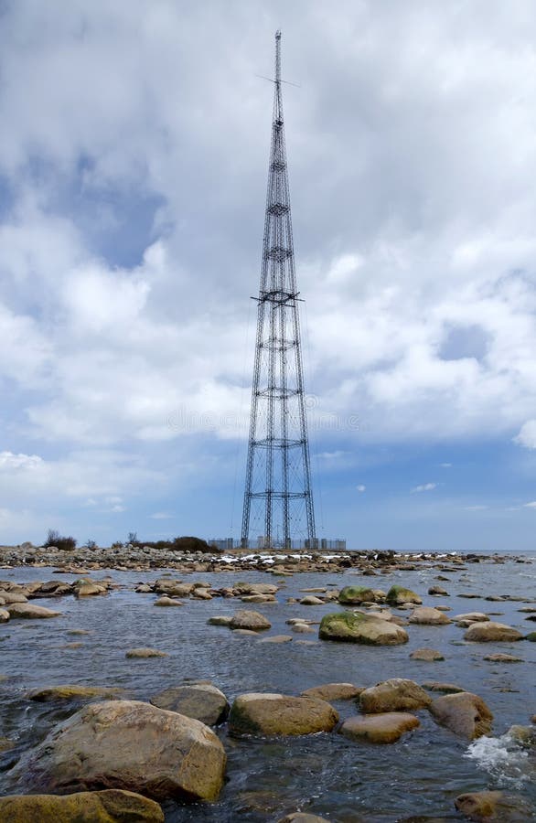 Radio tower on sea coast stock image. Image of outdoor - 30334937