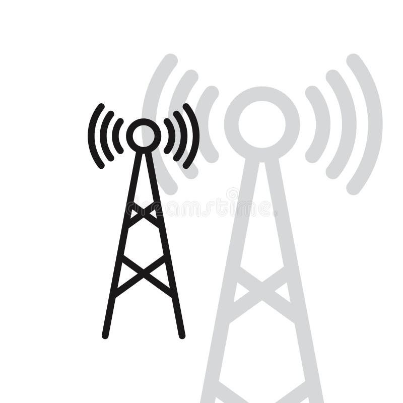 Radio Tower with Waves for Broadcast Transmission. Vector Stock Vector ...