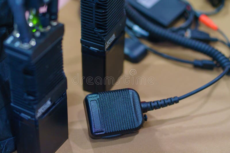 Radio Transceivers Walkie Talkie. Set of Police Communication Device ...