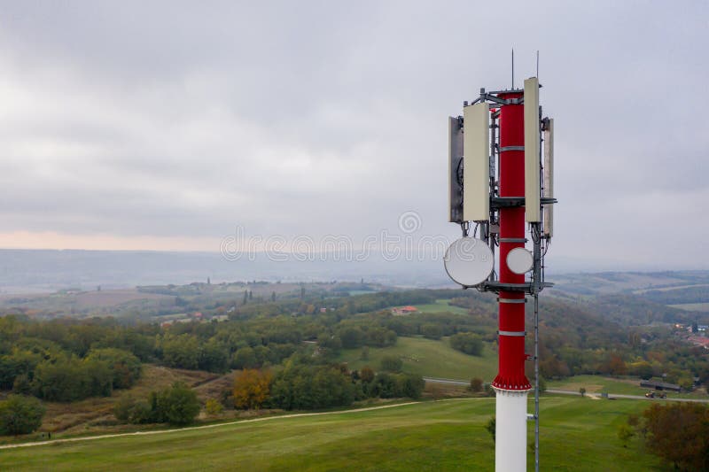 Radio Transmitter Tower on the Edge of a Field Stock Image - Image of ...
