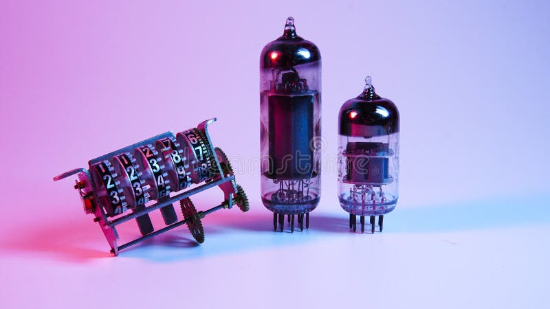 Radio Tubes. Red and Blue Illumination, Cyberpunk Stock Photo - Image ...