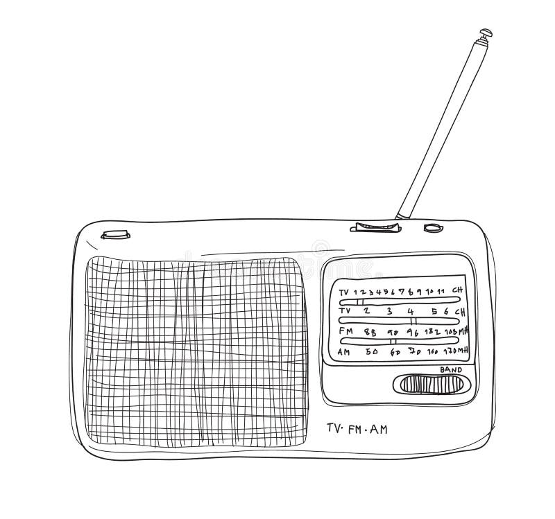 Radio Retro Boombox Lineart Cute Art Illustration Stock Illustration ...