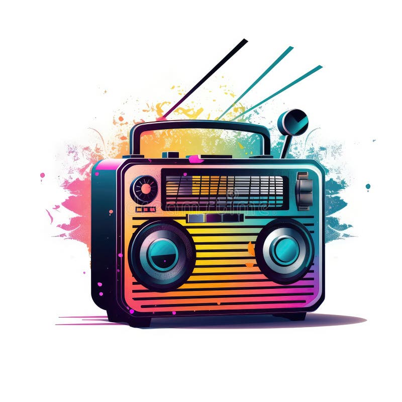 Radio on White Background Logo Digital Art. Generative AI Stock ...