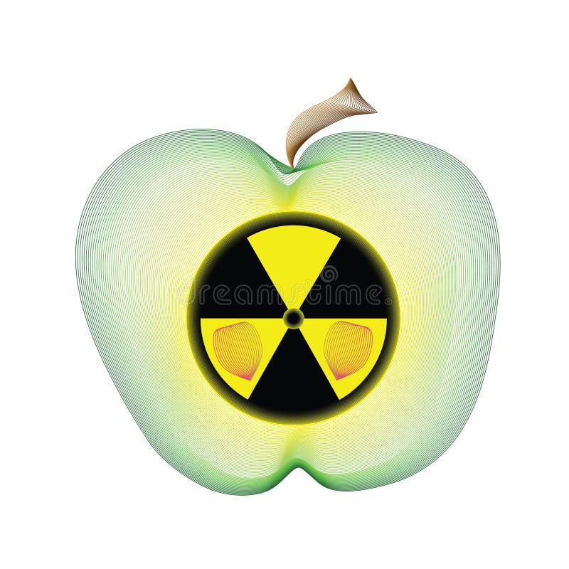 Radioactive apple sign stock vector. Illustration of caution - 19485749