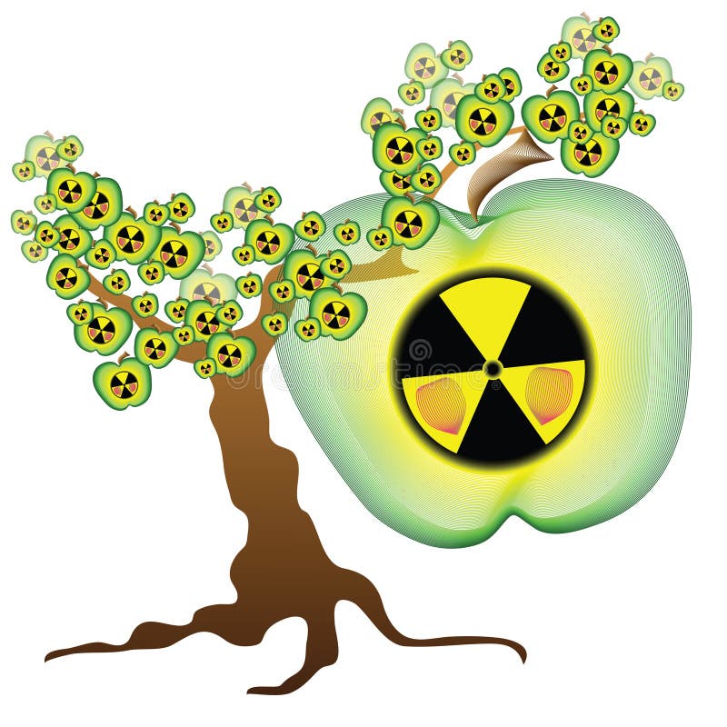 Radioactive apple tree stock vector. Illustration of caution - 19486798