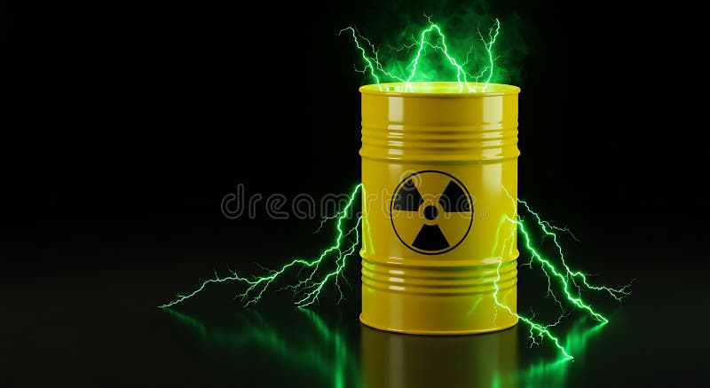 Radioactive Barrel with Lightning and Green Smoke Effect Stock ...