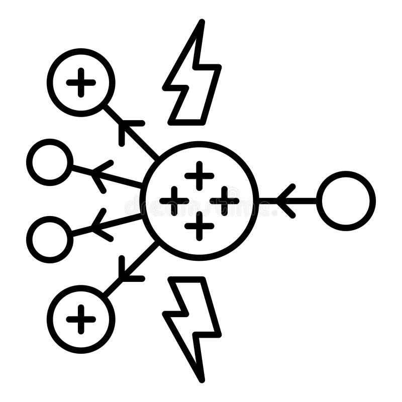 Radioactive Chain Atom Reaction Thin Line Icon, Atomic Energy Concept ...