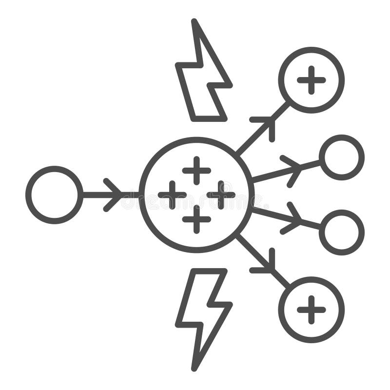 Radioactive Chain Atom Reaction Thin Line Icon, Atomic Energy Concept ...