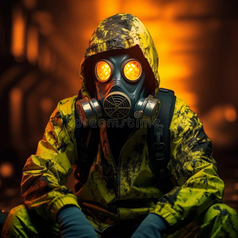 Radioactive Element in Punk Armor Glowing Bones Inside Stock ...