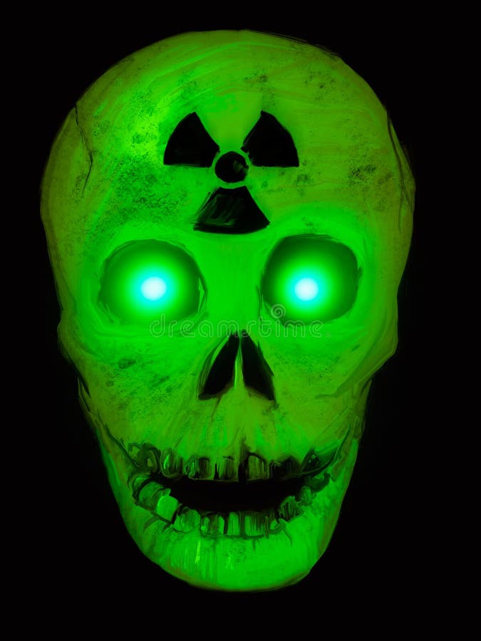 Radioactive Glowing Green Skull Stock Illustration - Illustration of ...