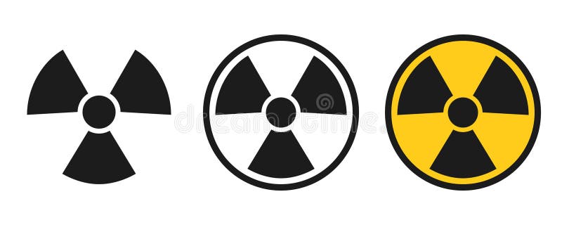 Radioactive Material Warning Icon Set, Caution Sign, Radiation Danger ...