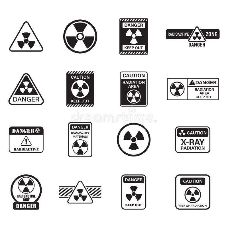 Radioactive Material Warning Icon Set Collection in Flat Style ...