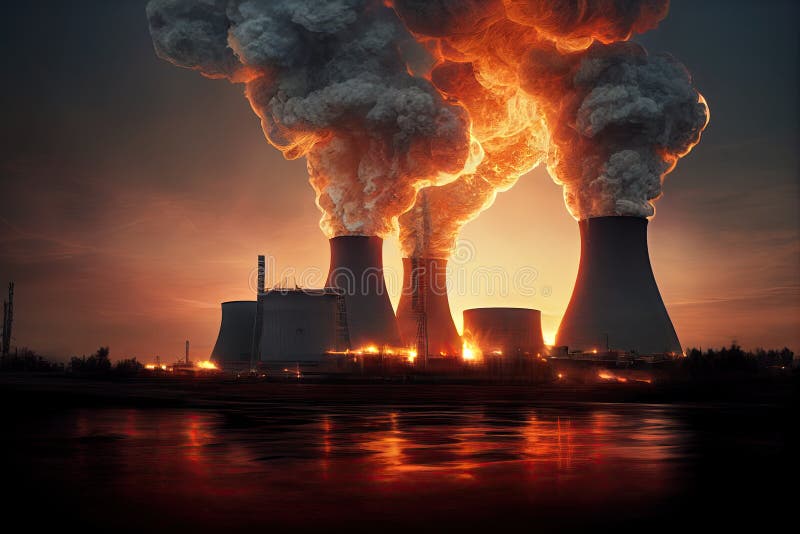Radioactive Nuclear Reactors on Fire of Chernobyl Stock Illustration ...