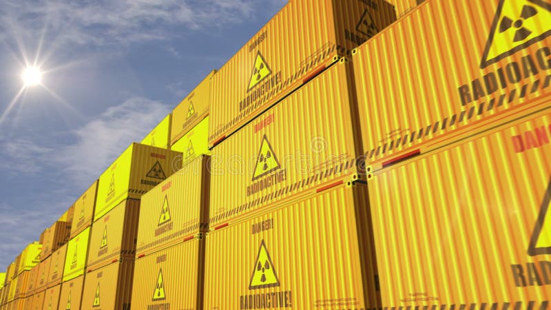 Radioactive Nuclear Waste Cargo Containers in Row Looping Stock Video ...