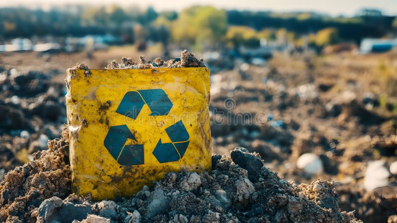 Radioactive Nuclear Waste Disposal Container with Recycling Symbol in ...