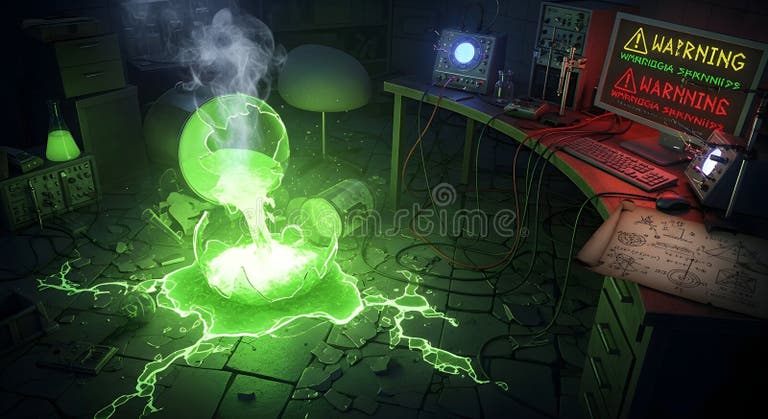 Green Radioactive Spill in Abandoned Laboratory Stock Illustration ...