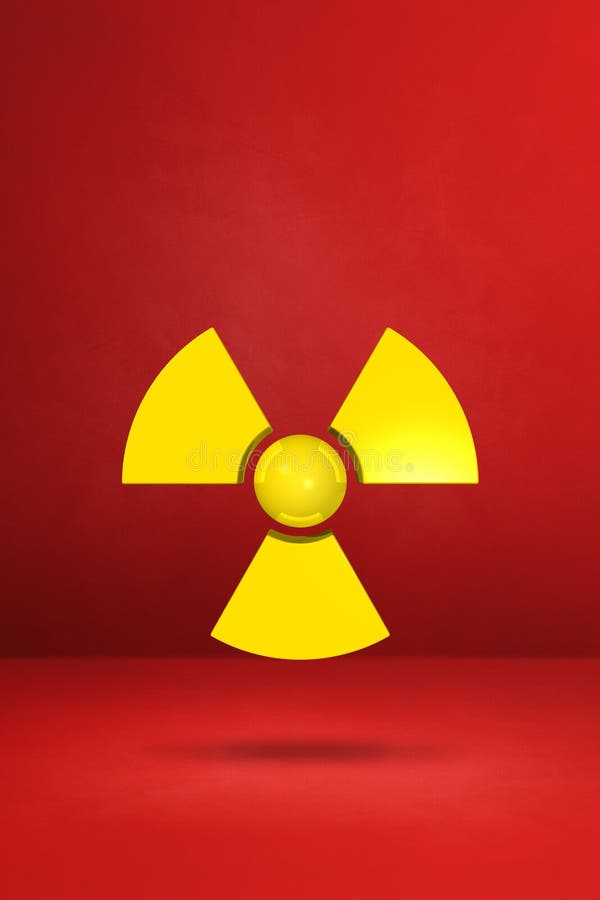 Radioactive Symbol on a Red Studio Background Stock Illustration ...