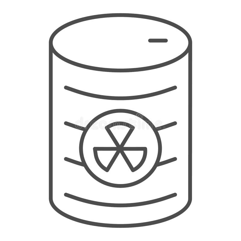 Radioactive Waste Thin Line Icon. Nuclear Waste Can Vector Illustration ...