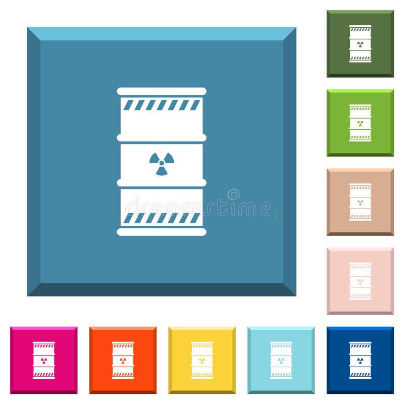 Radioactive Waste White Icons on Edged Square Buttons Stock Vector ...
