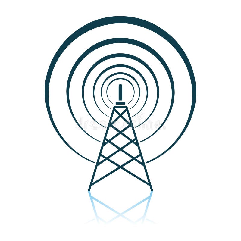 Vector Het Pictogramsymbool Van Antenne Radiaal Radiogolven Vector ...