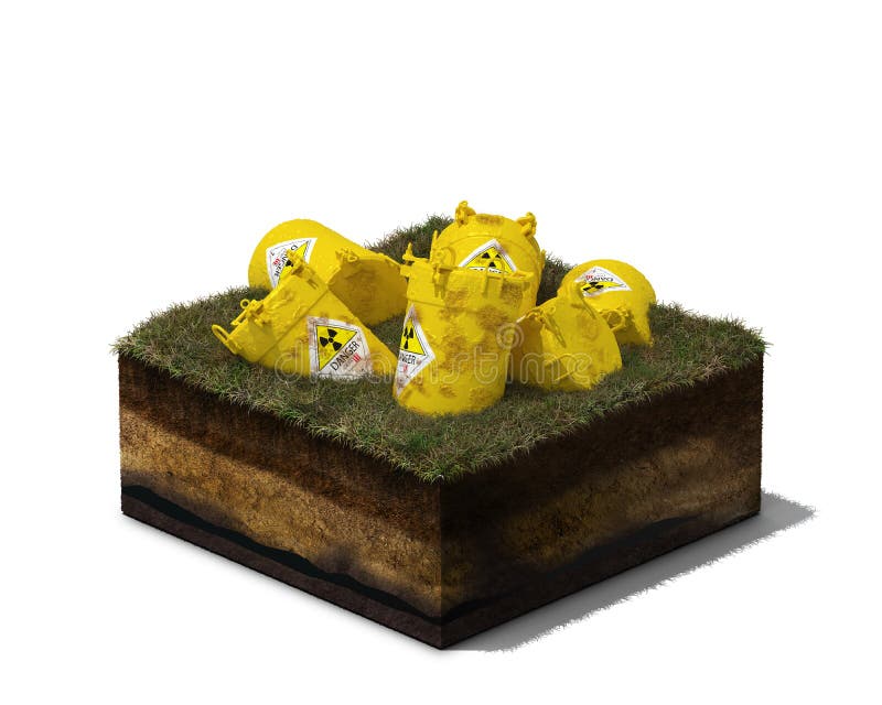 Radioctive Waste Pollution on Section of Land Stock Illustration ...