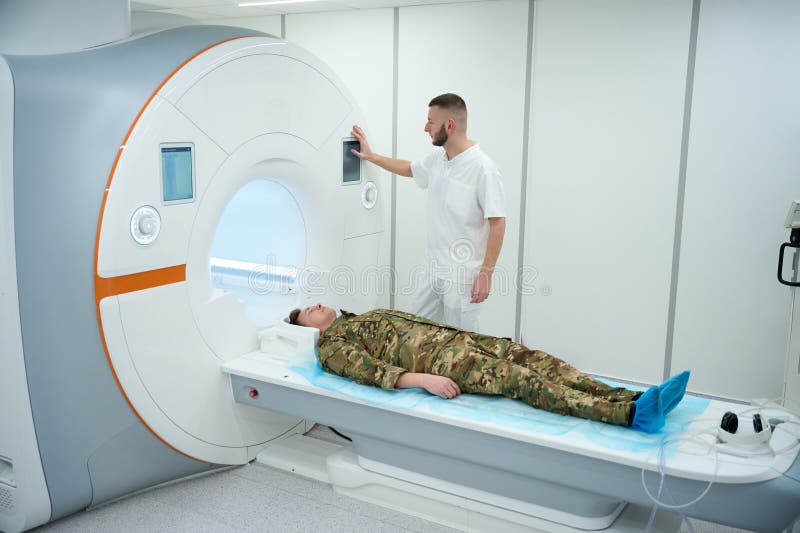 Technologist Preparing Military Patient for Magnetic Resonance Imaging ...