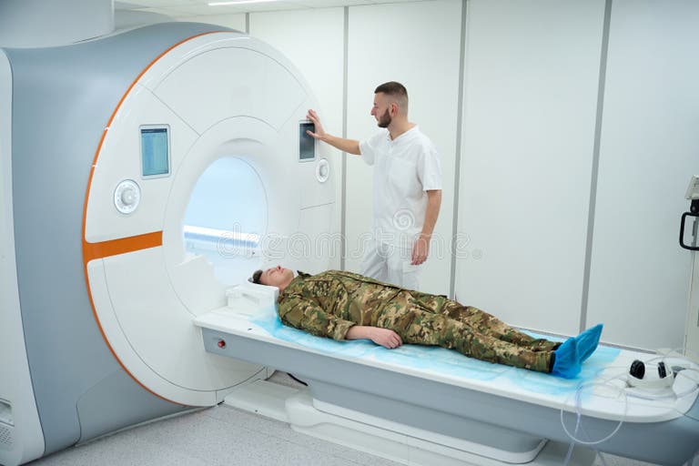 Technologist Preparing Military Patient for Magnetic Resonance Imaging ...