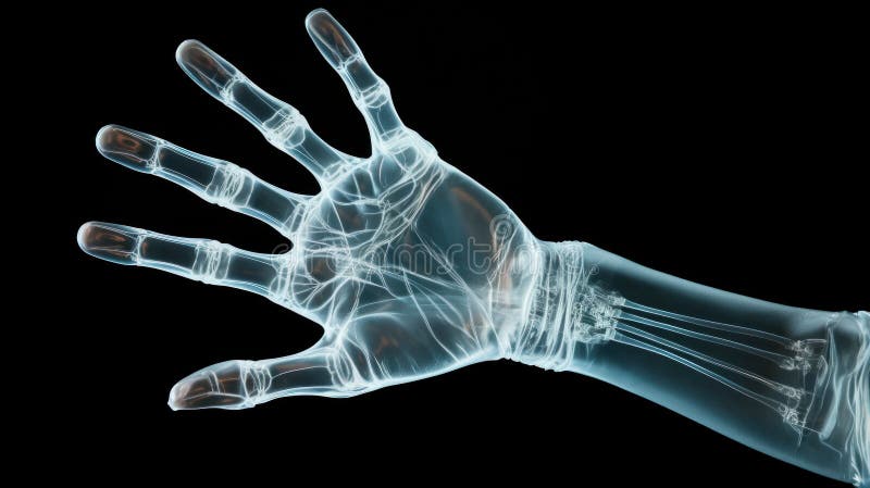 X-Ray Image of a Human Hand with Visible Bones Stock Illustration ...