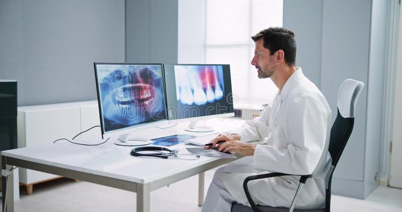 Radiologist Dentist Using X Ray Software Stock Photo - Image of medical ...