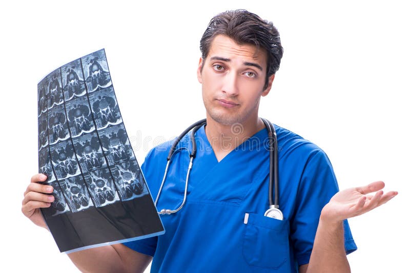 The Radiologist Doctor with X-ray Image Isolated on White Stock Photo ...