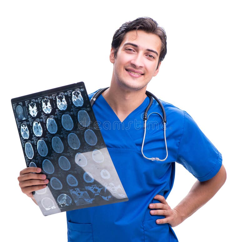 Radiologist Doctor with X-ray Image Isolated on White Stock Image ...