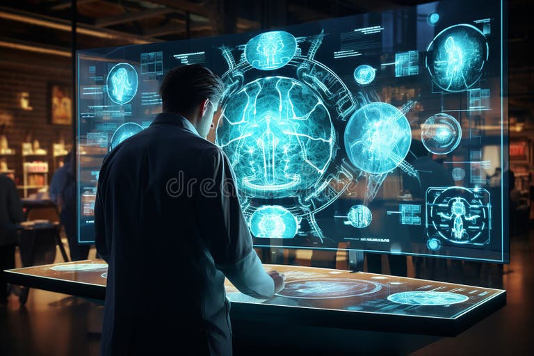 Radiologist Examining a CT Scan on a Lightbox, with Detailed ...