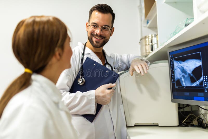 A Radiologist Looks at an X-ray Image in His Lab Stock Image - Image of ...