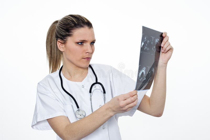 Radiologist Woman in Studio Stock Image - Image of stethoscope ...
