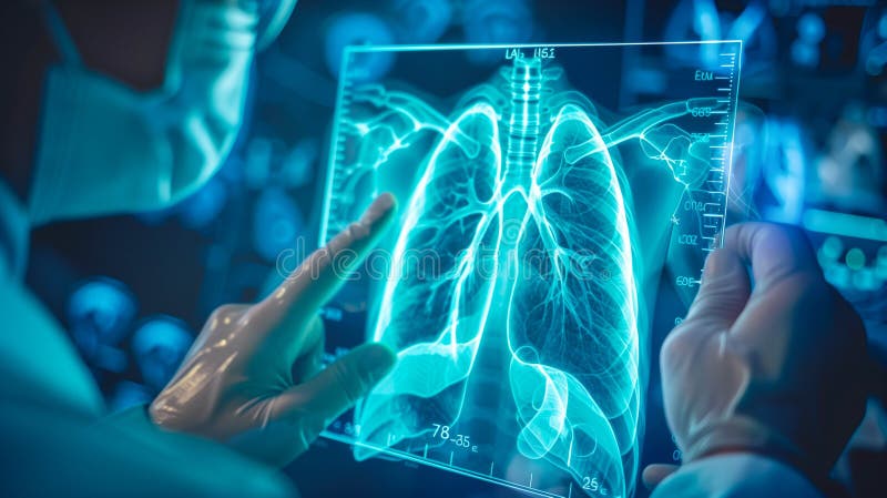 Radiology Doctor Working Diagnose Treatment Virtual Human Lungs on ...