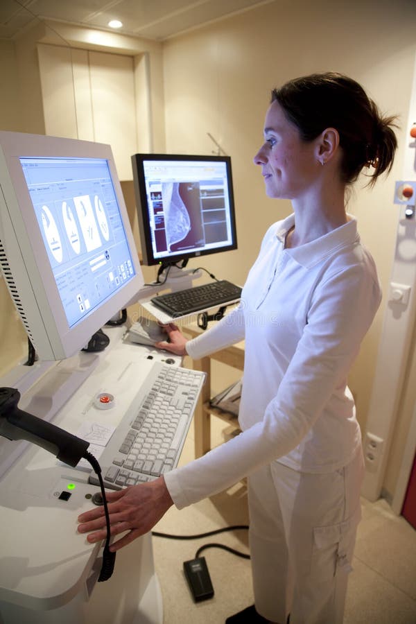 Radiology Technician Performs Mammography Test Stock Photo - Image of ...