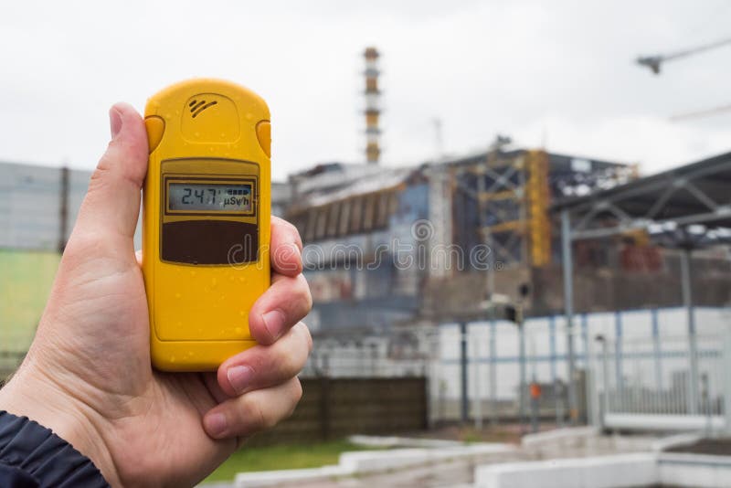 Radiometer in Hand with Fourth Chernobyl Nuclear Power Plant Stock ...