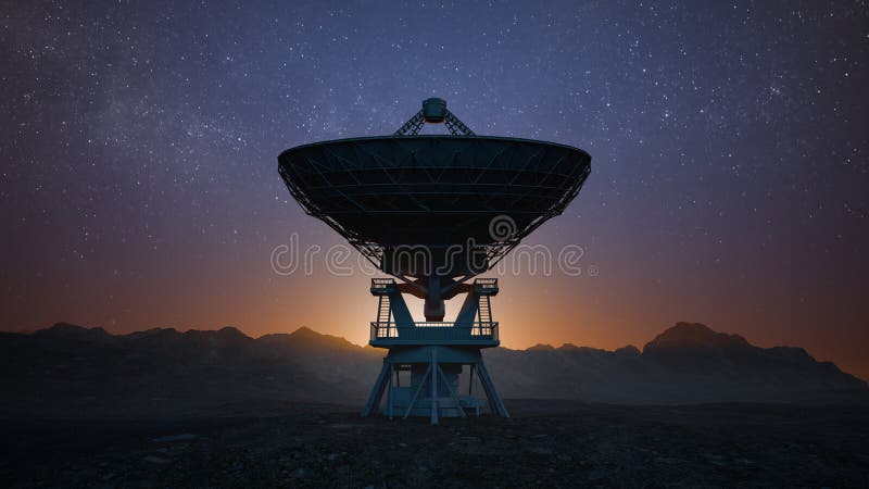 Radiotelescope Dish Antenna for Space and Cosmology Research at Night ...