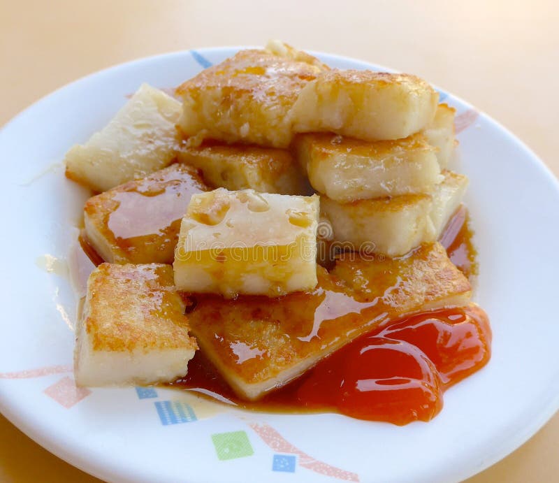 Radish Cake Closeup with Sauce Stock Photo - Image of food, daikon ...
