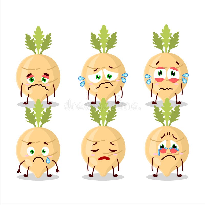 Radish Cartoon in Character with Sad Expression Stock Vector ...