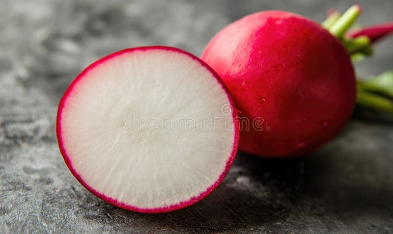 A Radish is Cut in Half and Has a White Center Stock Photo - Image of ...