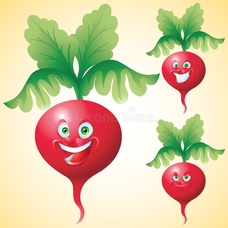 Radish Face Expression Cartoon Character Set Stock Vector ...