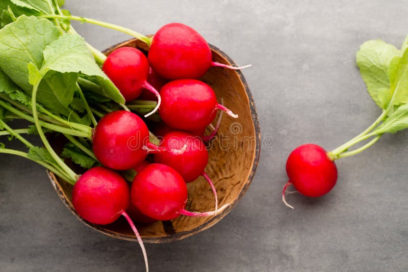 Radish Fresh, on the Gray Background. Stock Photo - Image of radish ...
