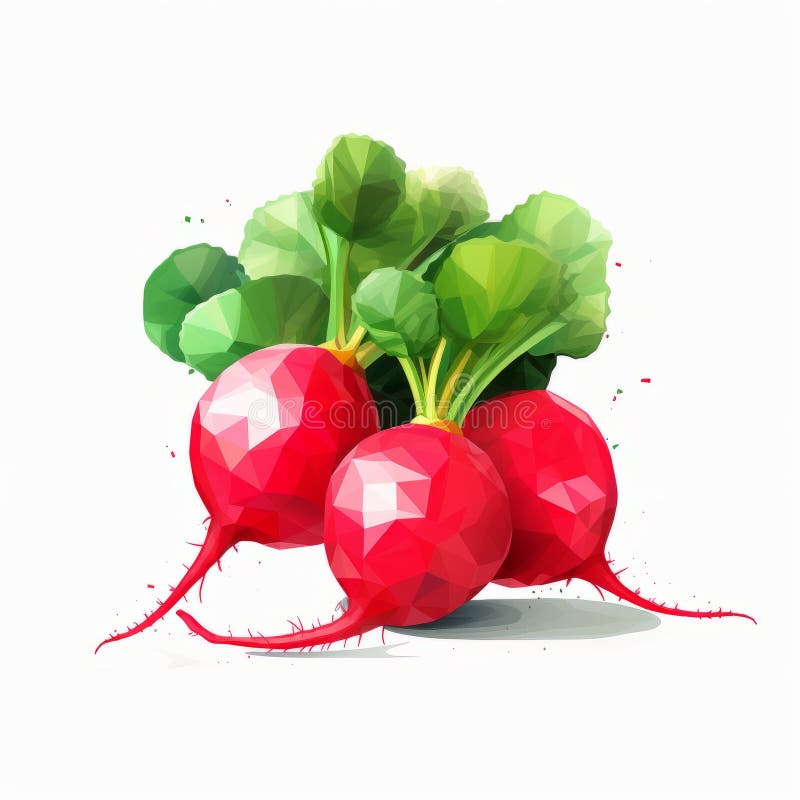 Radish Illustration: Multifaceted Geometry with Bold Colors Stock ...