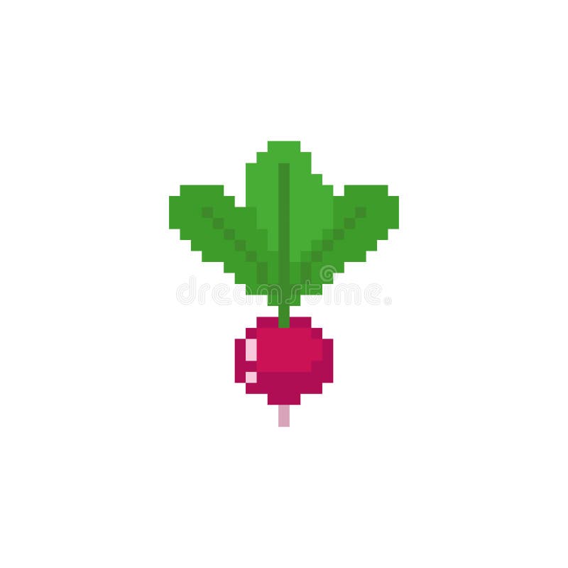 Radish Pixel Art. Vegetable Garden Plant 8 Bit Stock Vector ...