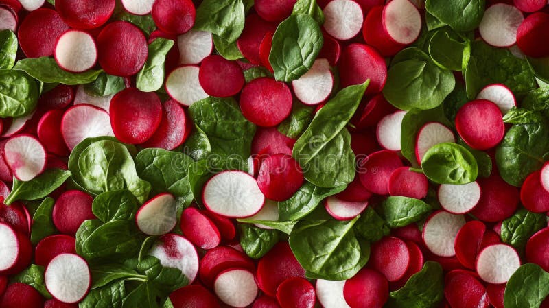 Radish and Spinach Salad stock illustration. Illustration of wholesome ...